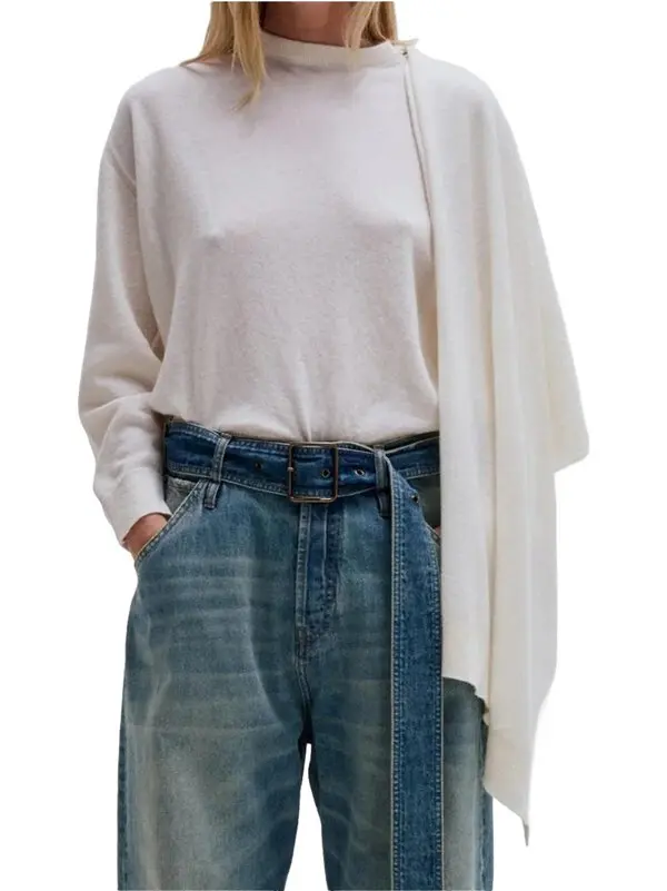 DARKPARK Addison Long-sleeve Sweater With Scarf - White