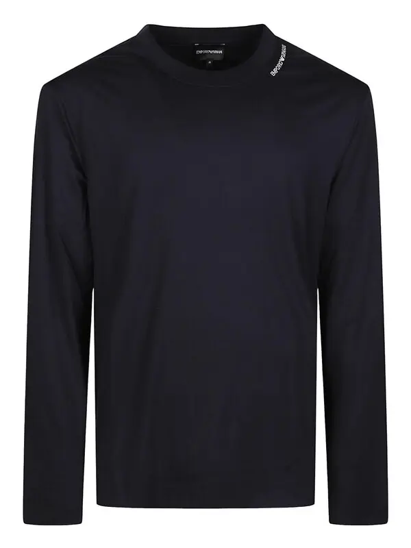 Emporio Armani Long-sleeved Crewneck T-shirt - Blu Navy