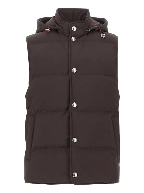 Eleventy Hooded Down Vest - Black