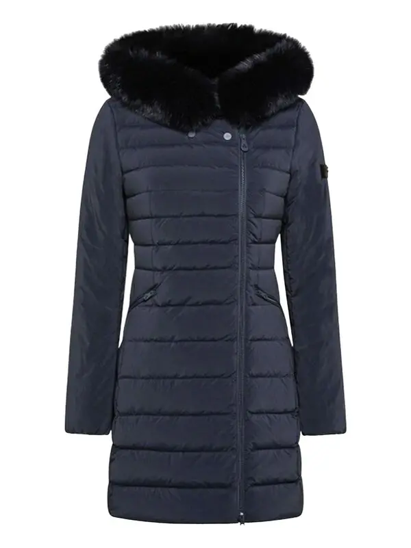 Peuterey Long-sleeved Down Jacket With Detachable Fur-trimmed Hood - Dark Blue