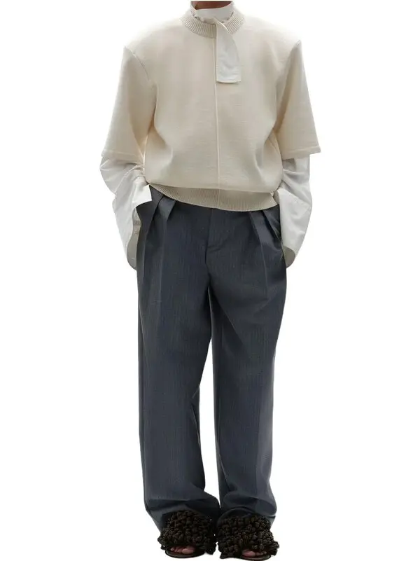 Bottega Veneta Wool Mohair Striped Trousers - Blue-gray Blend