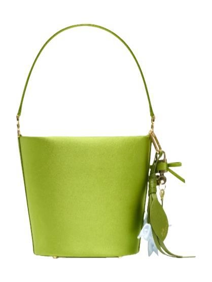 SELF-PORTRAIT Satin Bucket Bag - Green