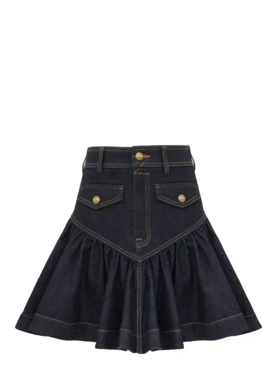 Zimmermann Denim Frill Mini Skirt - Blue