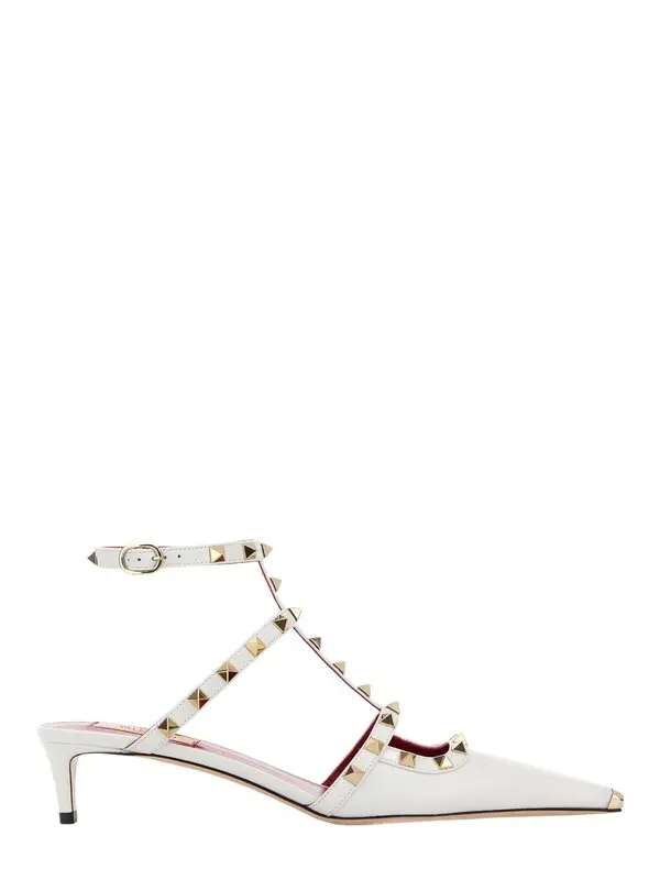 Valentino Garavani Rockstud Ankle-strap Heeled Sandals - White