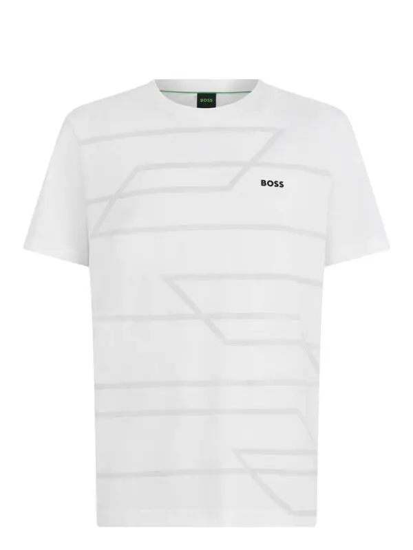 Hugo Boss Geometric-print Logo-detail T-shirt - White
