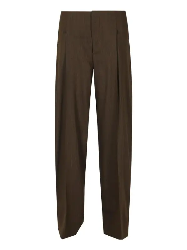 Alberta Ferretti Pleated Wide-leg Trousers - Brown
