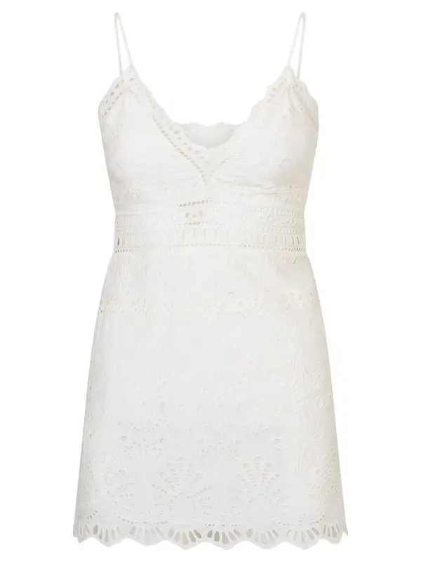 LoveShackFancy Peppy Broderie Mini Dress - Optical White