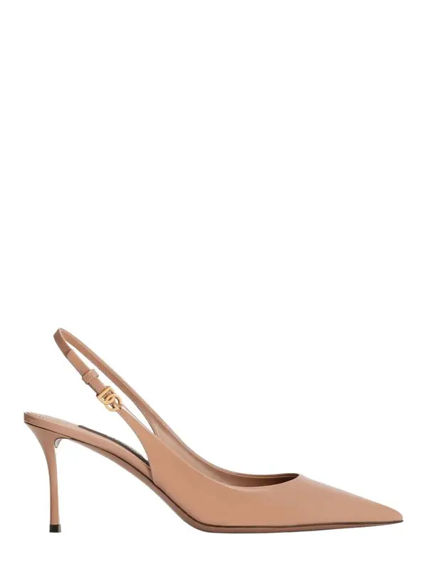 Dolce & Gabbana Dolce Gabbana Glossed Pointed Toe Slingback Pumps - Beige