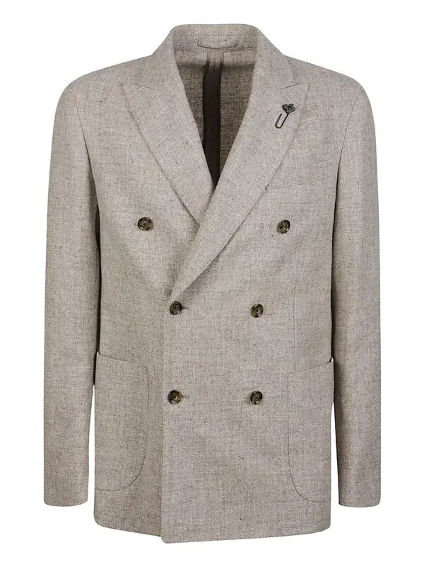 LARDINI Roma Double-breasted Jacket - Beige