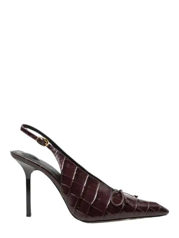 Jacquemus Croc-effect Slingback Pumps - Black