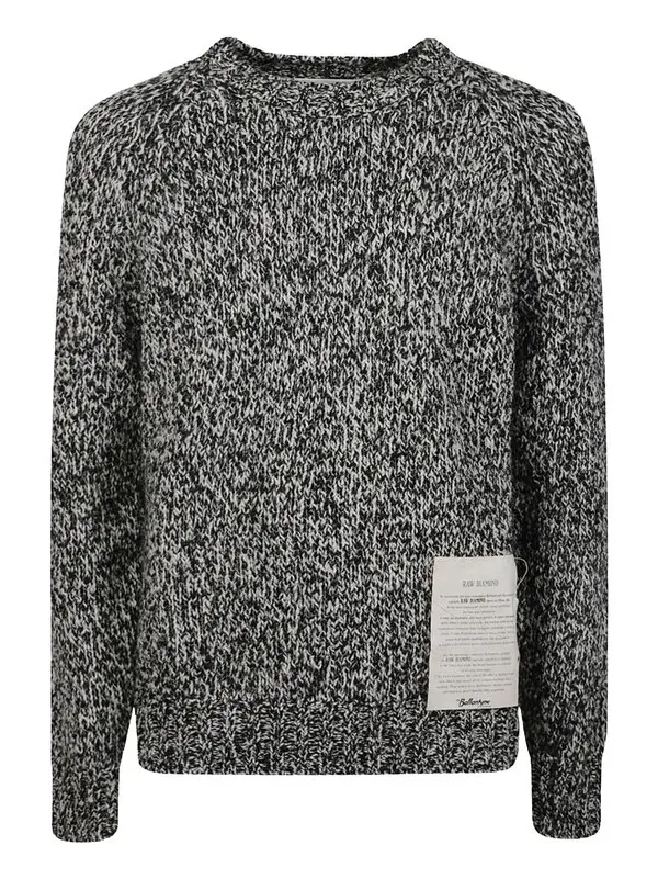 BALLANTYNE Raw Diamond Crewneck Knitted Jumper - Blackwhite