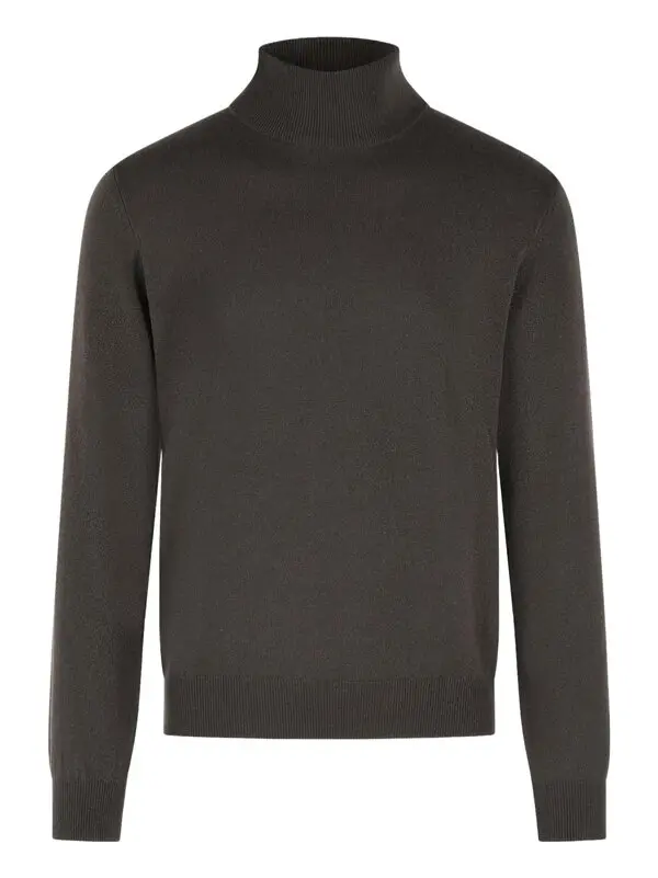 GRAN SASSO Turtleneck Sweater With Ribbed Hem And Cuffs - Brown