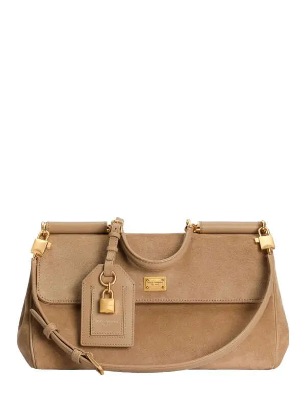 Dolce & Gabbana Dolce Gabbana Medium Sicily Foldover Top Tote Bag - Beige