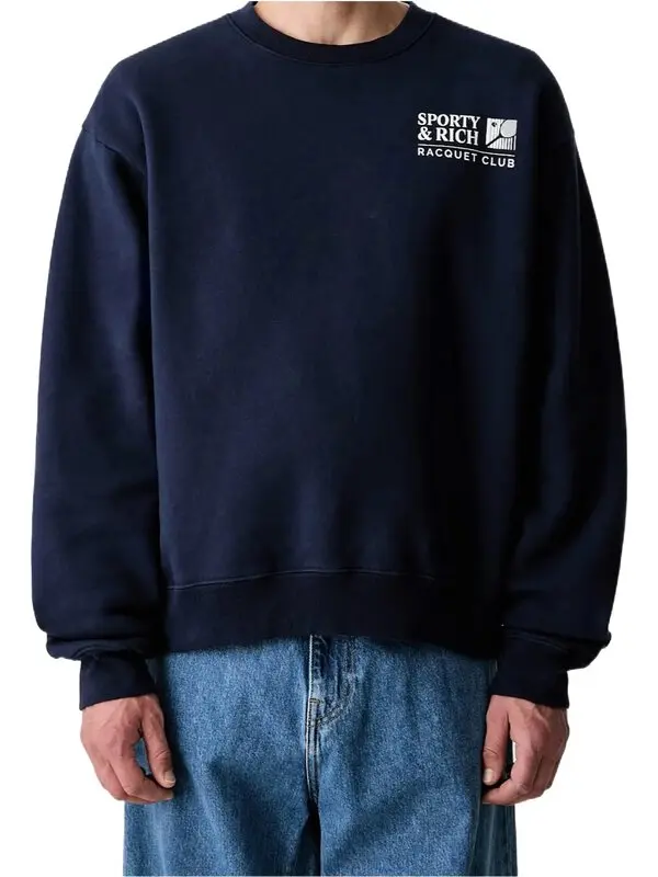 SPORTY  RICH Long-sleeve Sweatshirt - Navy Blue