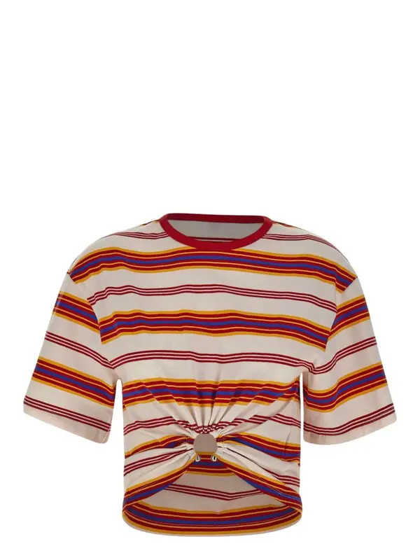 Rabanne Pleated Striped T-shirt - Nude