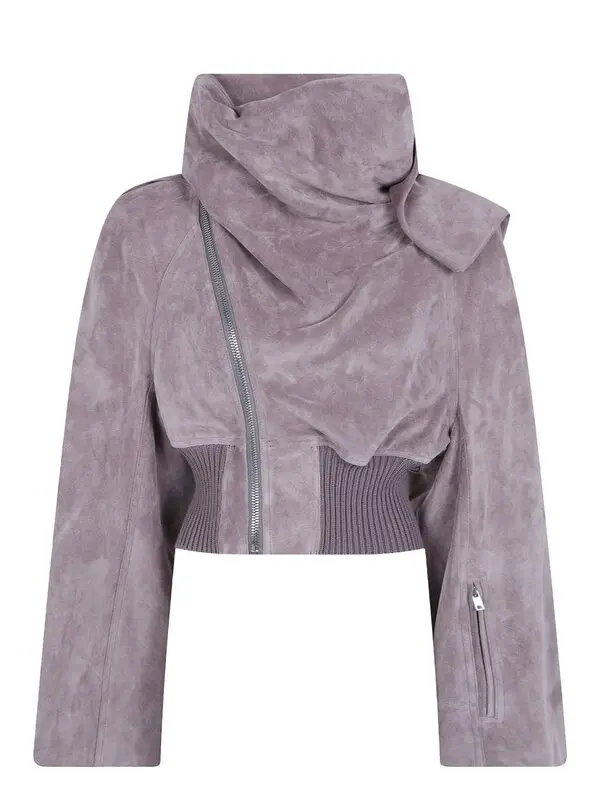Rick Owens Leather Bomber Jacket - Gray