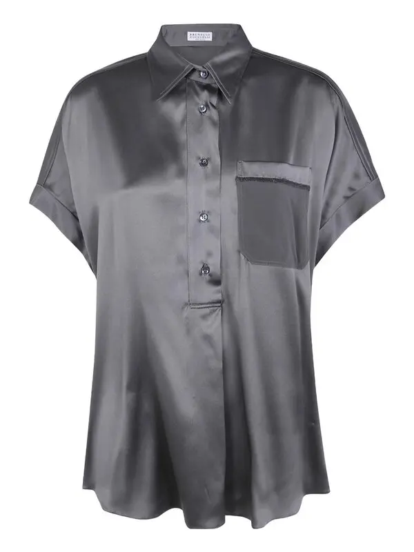 Brunello Cucinelli Collared Short-sleeved Shirt - Gray