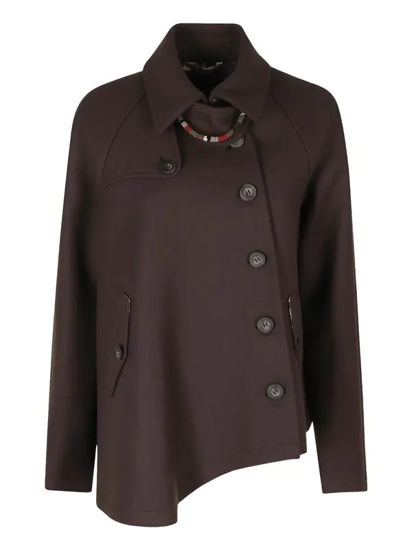 BAZAR DELUXE Long Sleeve Asymmetric Wool Jacket - Moro