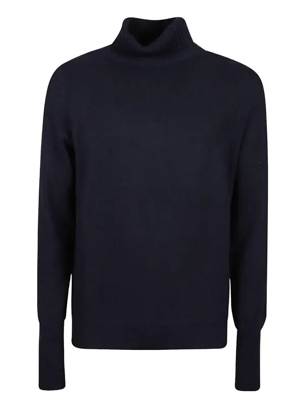 BALLANTYNE Ribbed Turtleneck Knitted Sweater - Navy