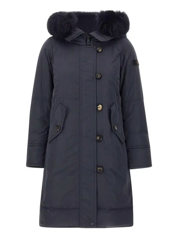 Peuterey Long-sleeve Hooded Parka With Detachable Fur Trim - Dark Blue