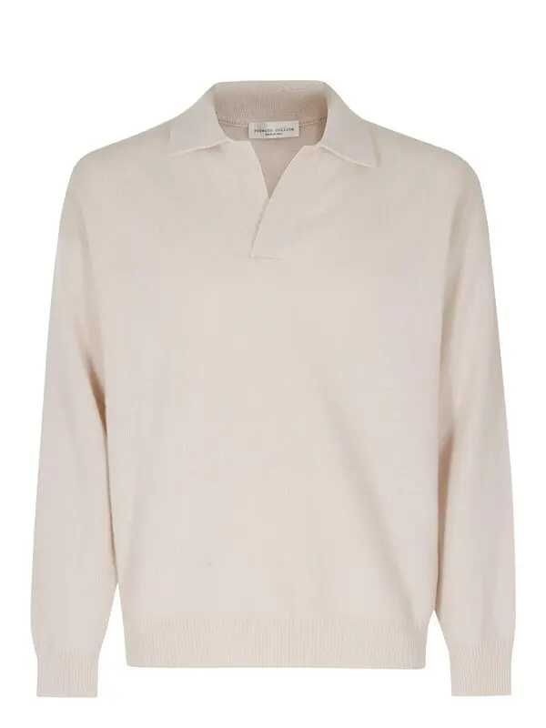 ROBERTO COLLINA Ribbed-trim Long-sleeve Polo Shirt - No