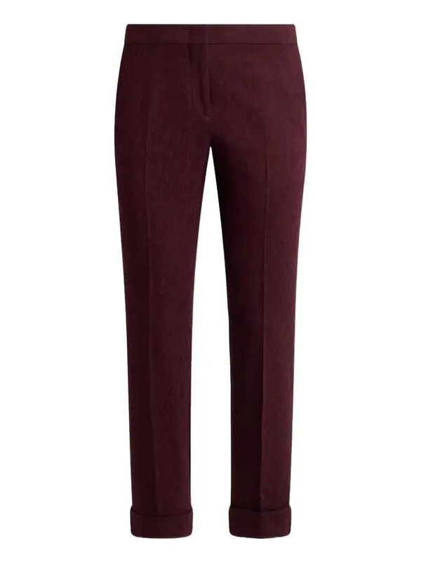 Etro Cropped Wool Jacquard Trousers With Medallion Motif - Red