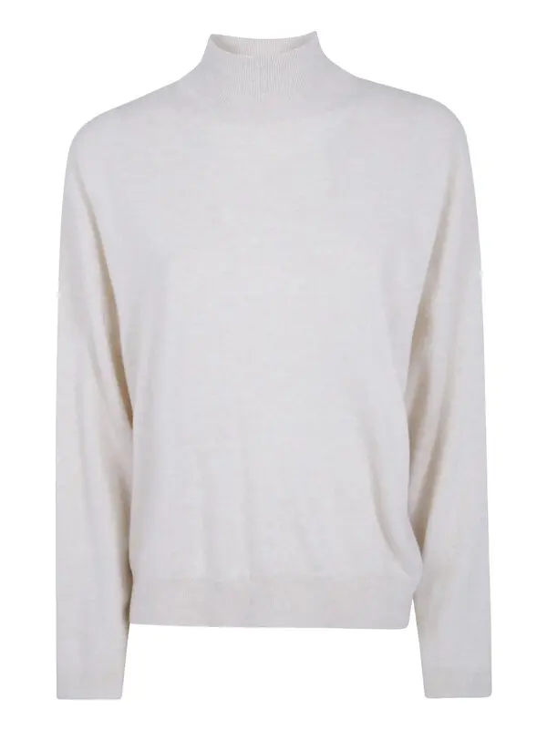 Brunello Cucinelli High-neck Long-sleeved Knitwear - White