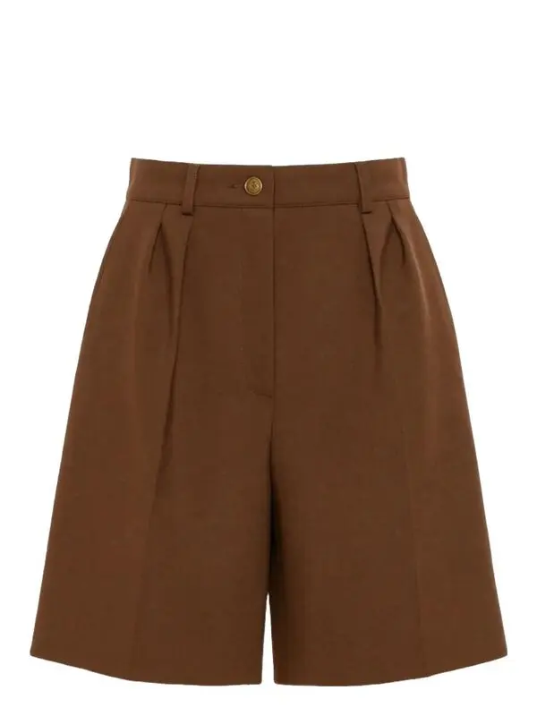 Max Mara Wide-leg Shorts With Belt Loops And Button Closure - Tobacco