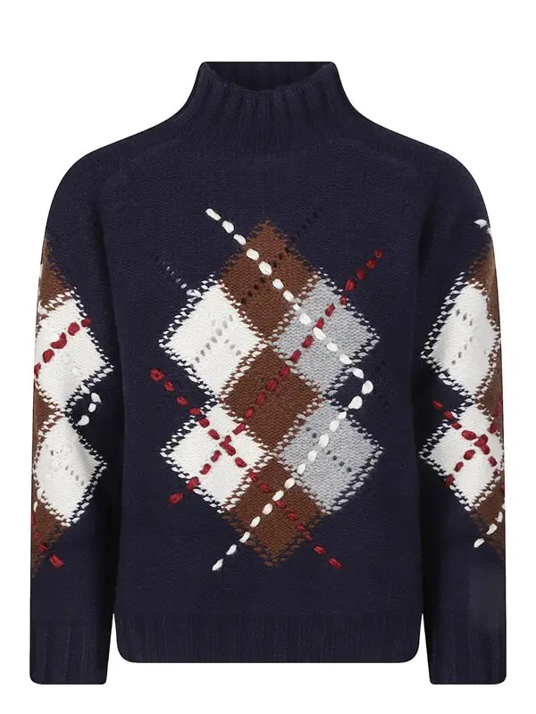 ERMANNO FIRENZE Argyle Geometric Knit Sweater - Black