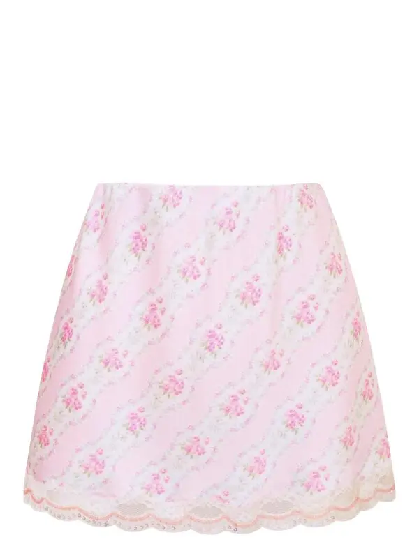 LoveShackFancy Bernes Lace-trim Mini Skirt - No
