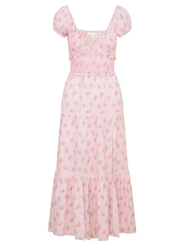 LoveShackFancy Amandla Floral Cotton Dress - Pink