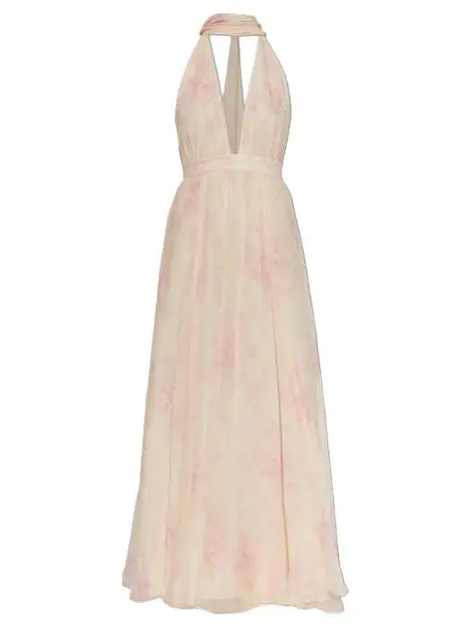LoveShackFancy Lilah Halterneck Maxi Dress - Nude