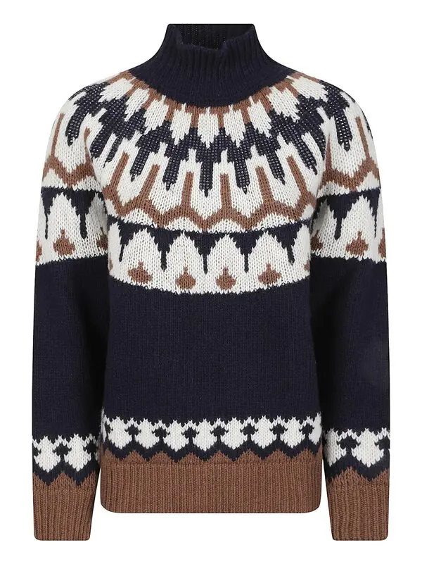 ERMANNO FIRENZE High-neck Color-block Knit Sweater - Black