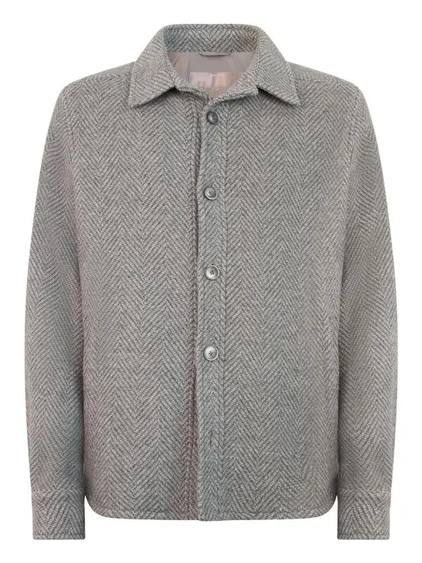Herno Herringbone-knit Shirt Jacket - Grey
