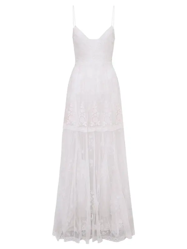 LoveShackFancy Valmy Lace Maxi Dress - Ivory