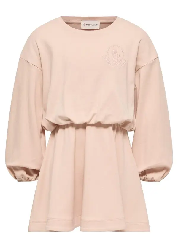 Moncler Embroidered Cotton Sweatshirt Dress - Light Pink