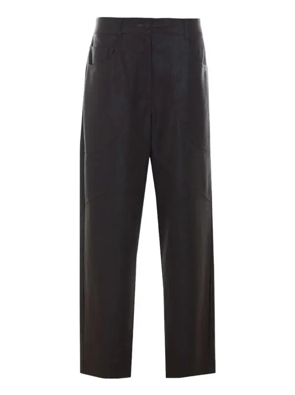Liu Jo High-waisted Wide-leg Pants With Leather-effect Finish - Dark Brown