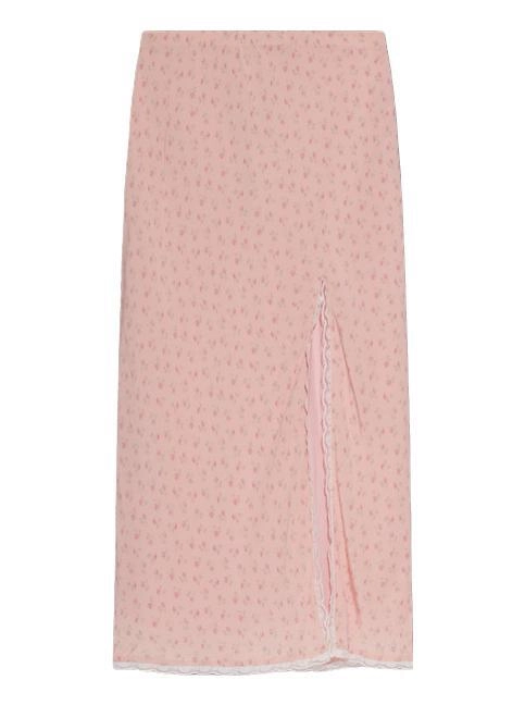 LoveShackFancy Silvia Floral Lace-trim Skirt - Nude