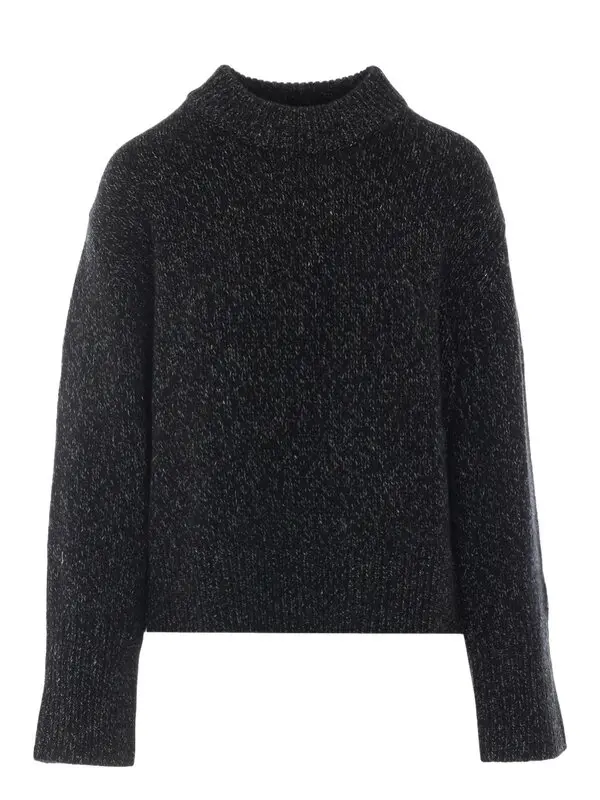 LISA YANG Shimmering High-neck Knit Sweater - Dark Gray