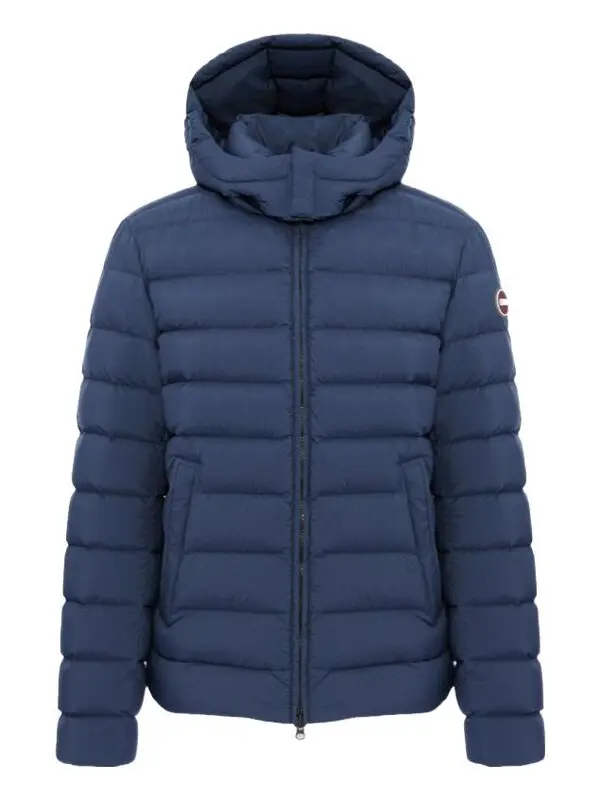 COLMAR Quilted Down Jacket With Detachable Hood - Navy Blue