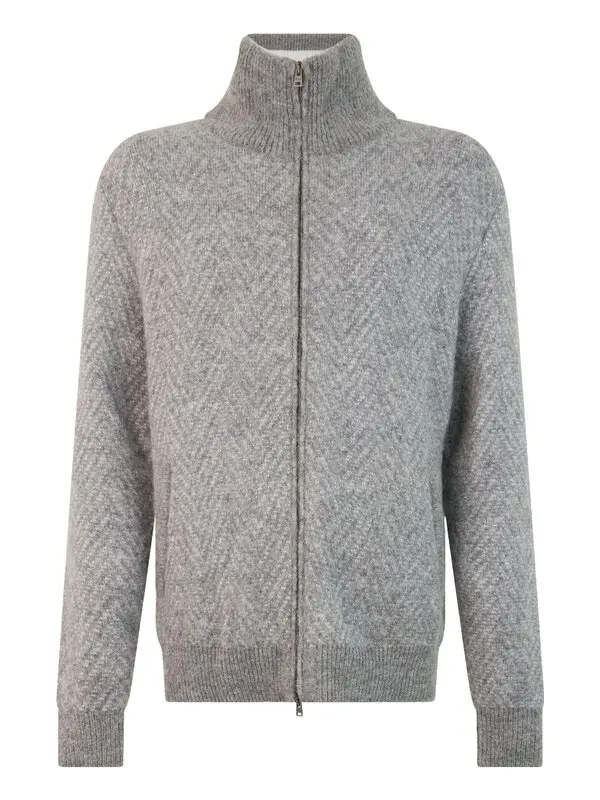 Herno Zip-neck Knit Top - Grey