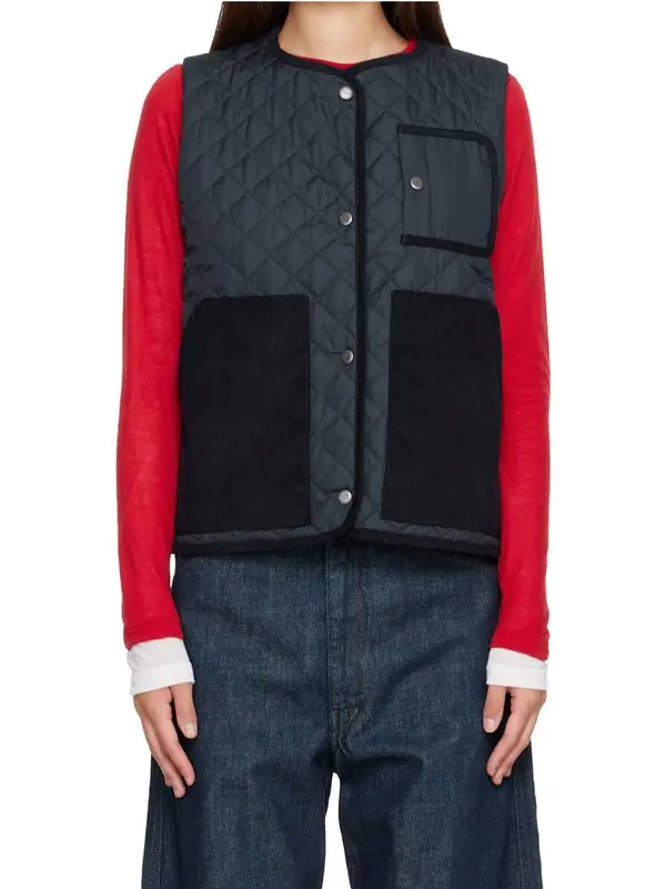 Barbour Quilted Crew Neck Vest - Navy Blue