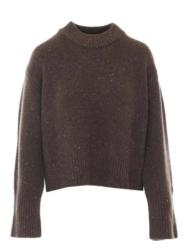 LISA YANG Shimmering High-neck Knit Sweater - Brown
