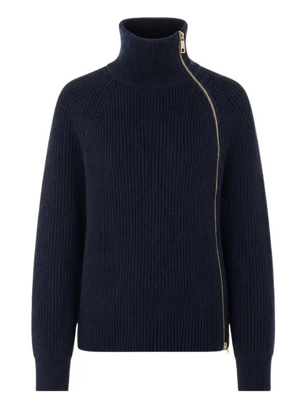 Liu Jo Zip-up High Neck Knitted Sweater - Dark Blue