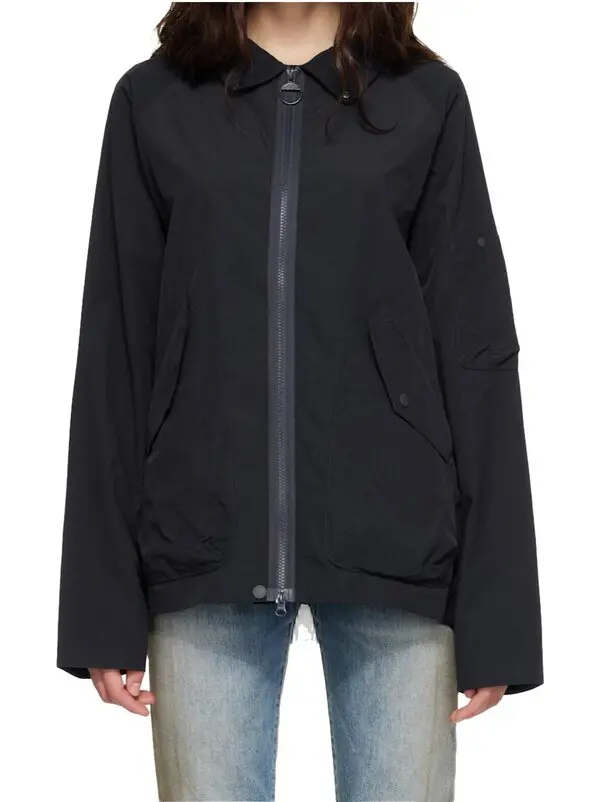 Barbour Zip-up Jacket With Embroidered Logo - Navy Blue