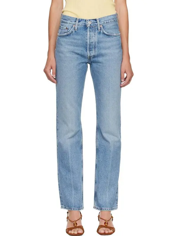 AGOLDE Lana Button Jeans - Blue