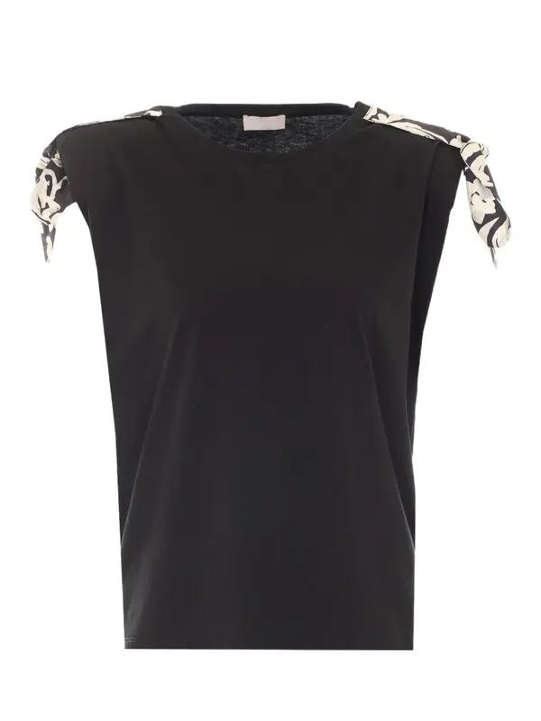 Liu Jo Paisley Bow Sleeveless T-shirt - Black