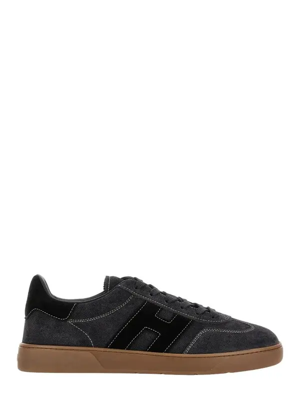 Hogan H" Detail Denim Effect Suede Sneakers - Grey