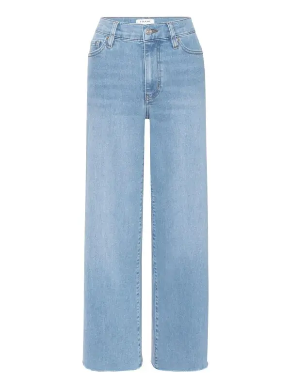 FRAME Raw-edge Wide-leg Jeans - Blue