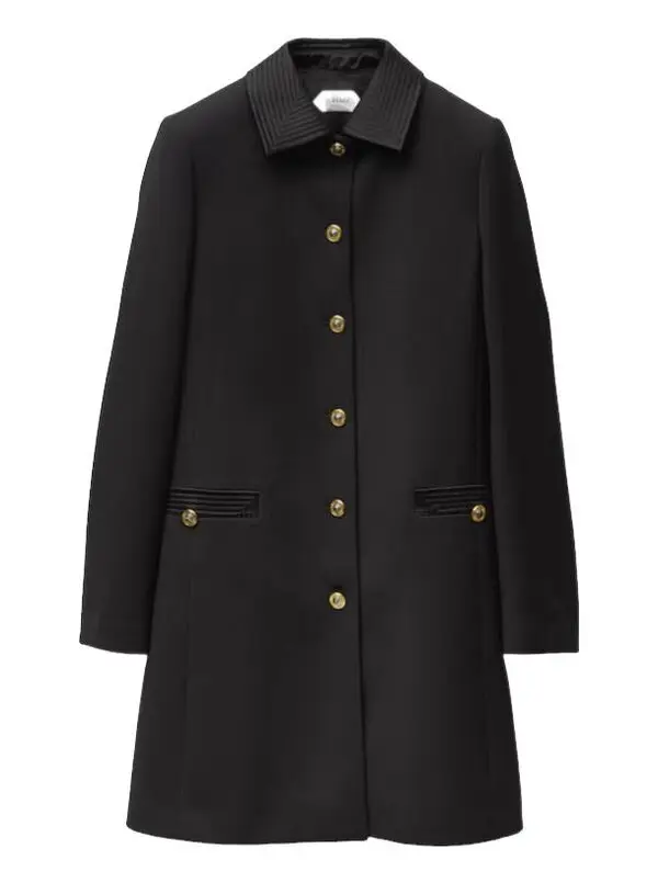 Versace Wool Coat With Medusa Hardware - Black